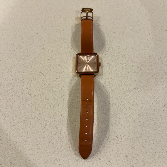 Cluse | Accessories | Cluse Rose Gold W Burnt Orange Band Square Face ...